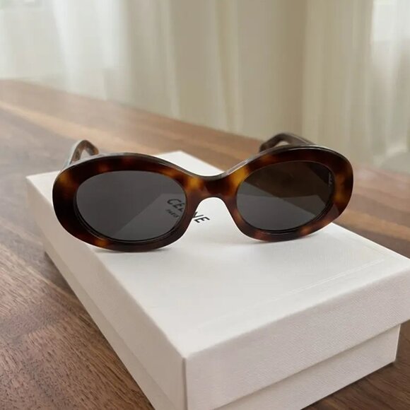 Celine | Accessories | Celine Triomphe Oval Tortoise Sunglasses | Poshmark